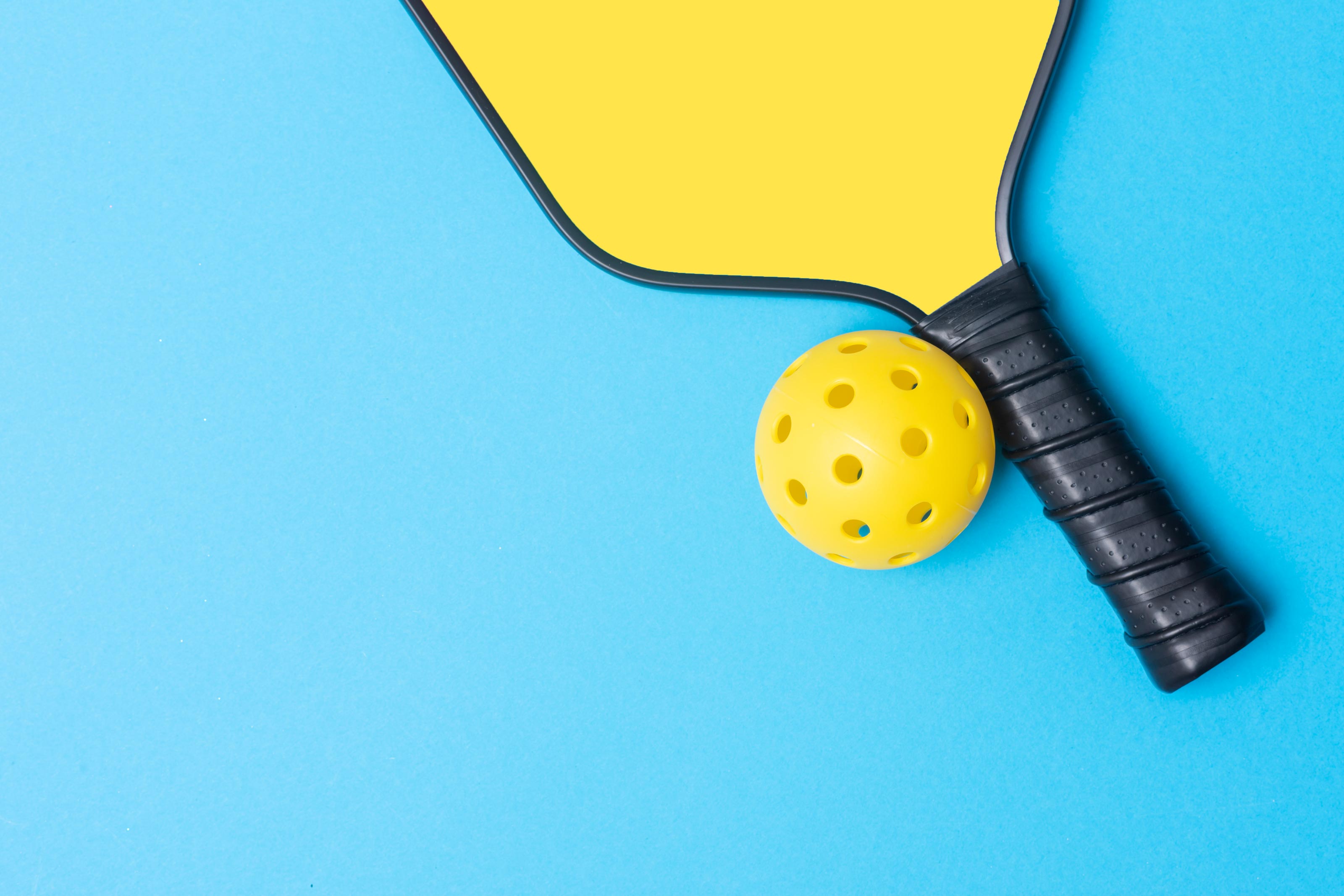 Yellow Pickleball Racket And Ball Wall Mural - Murals Your Way
