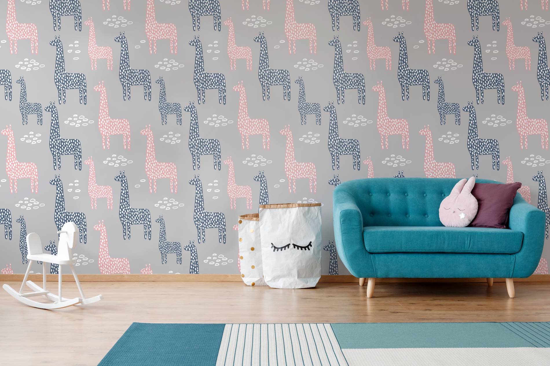 Childish Giraffe Pattern Wallpaper - Murals Your Way