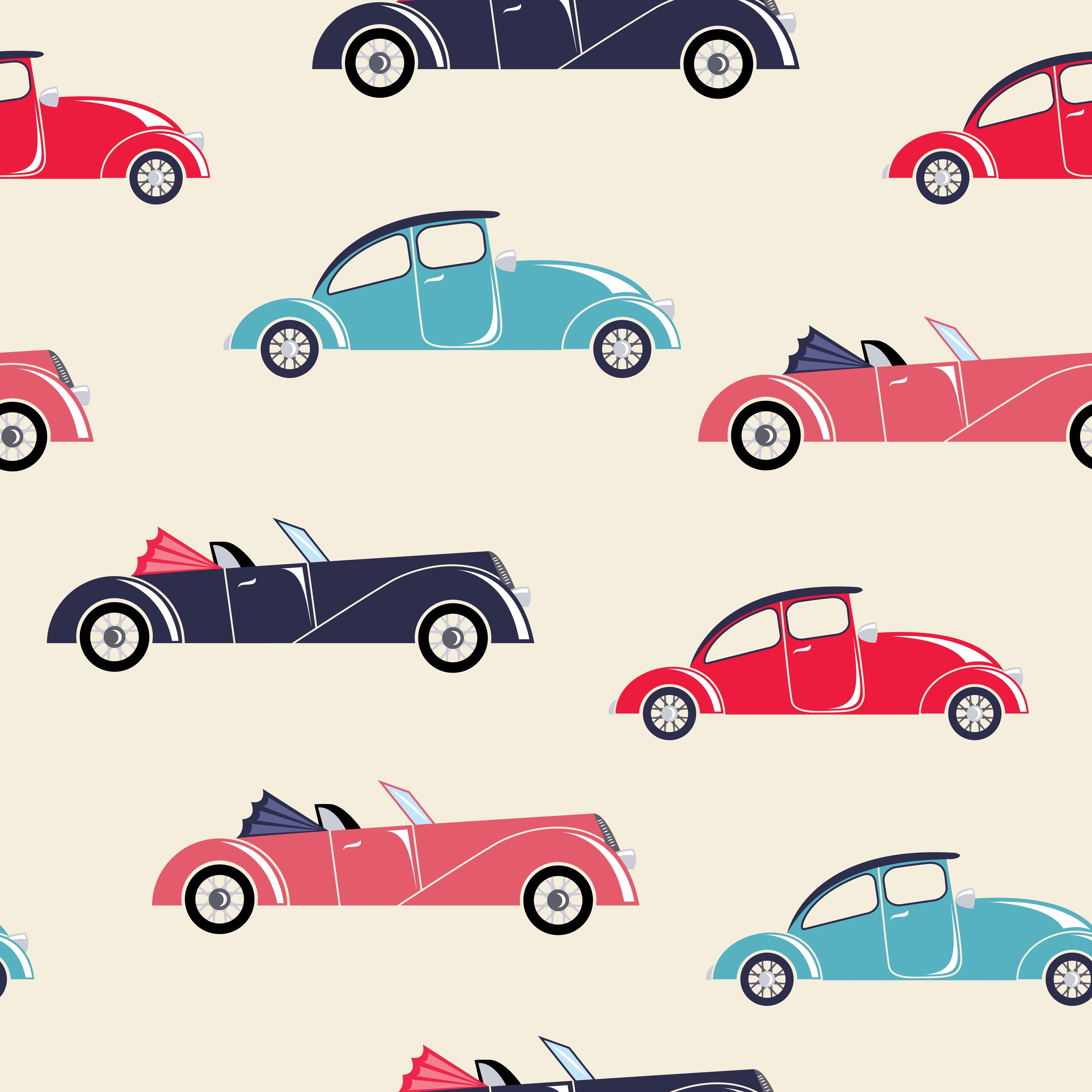 Retro Car Pattern Mural - Murals Your Way