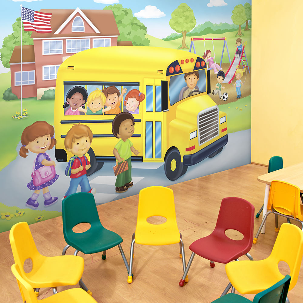 Wheels On The Bus Mural by Janet Skiles - Murals Your Way