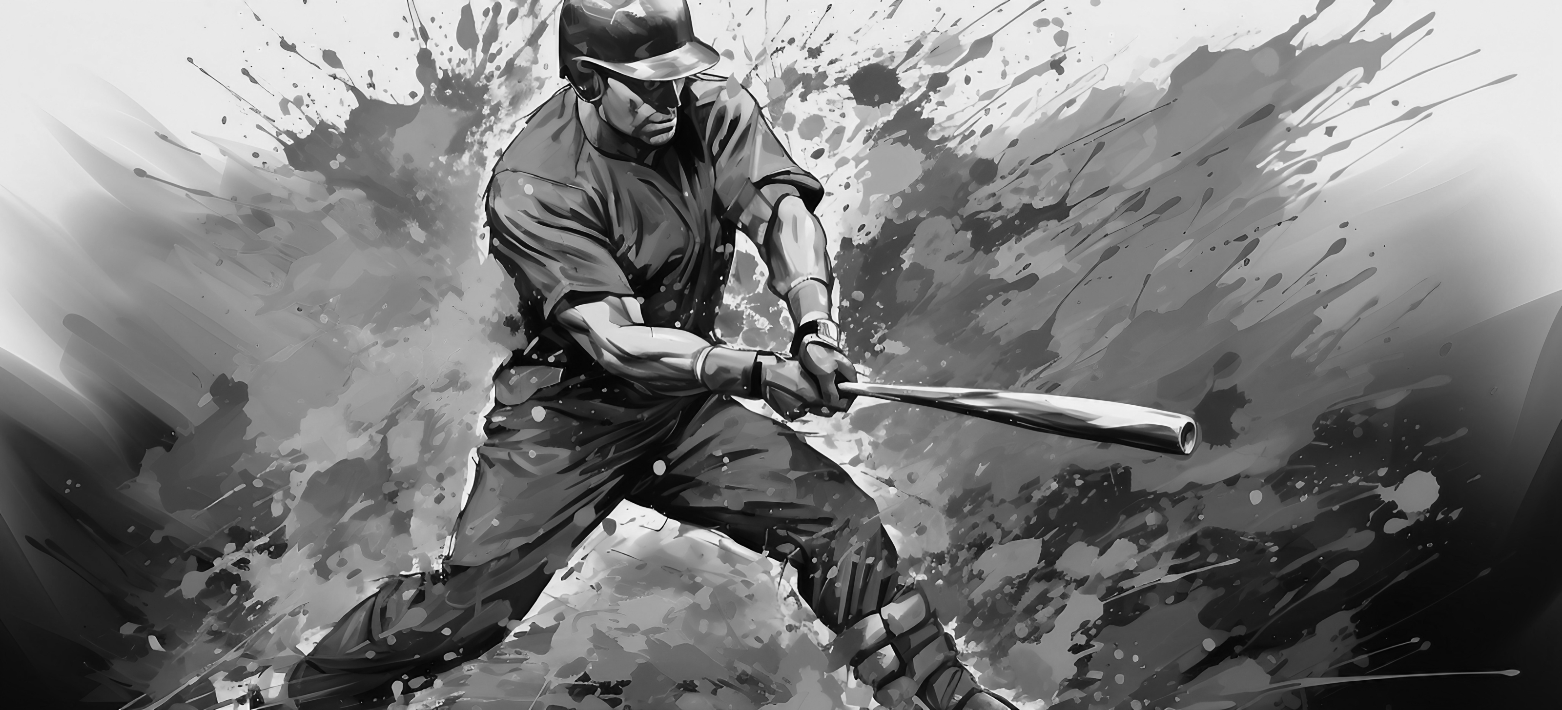 Splash Illustration Of Baseball Player Wall Mural - Murals Your Way