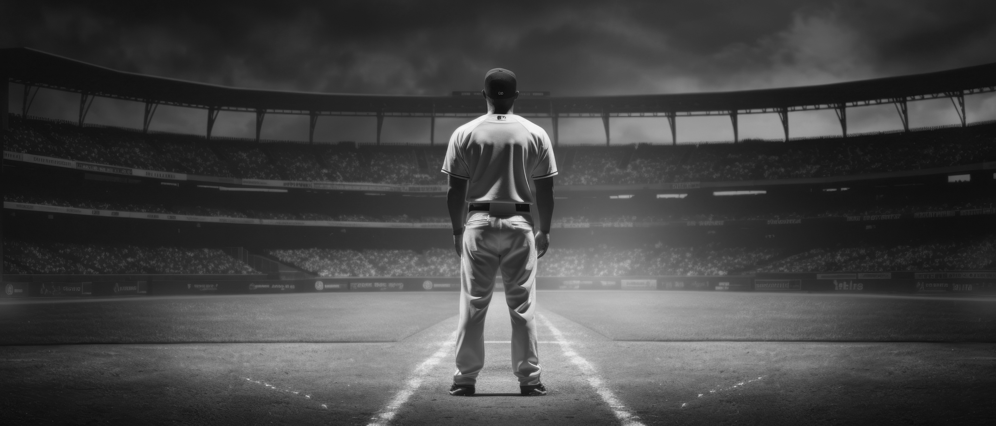 Ballplayer Standing In Full Stadium Wall Mural - Murals Your Way