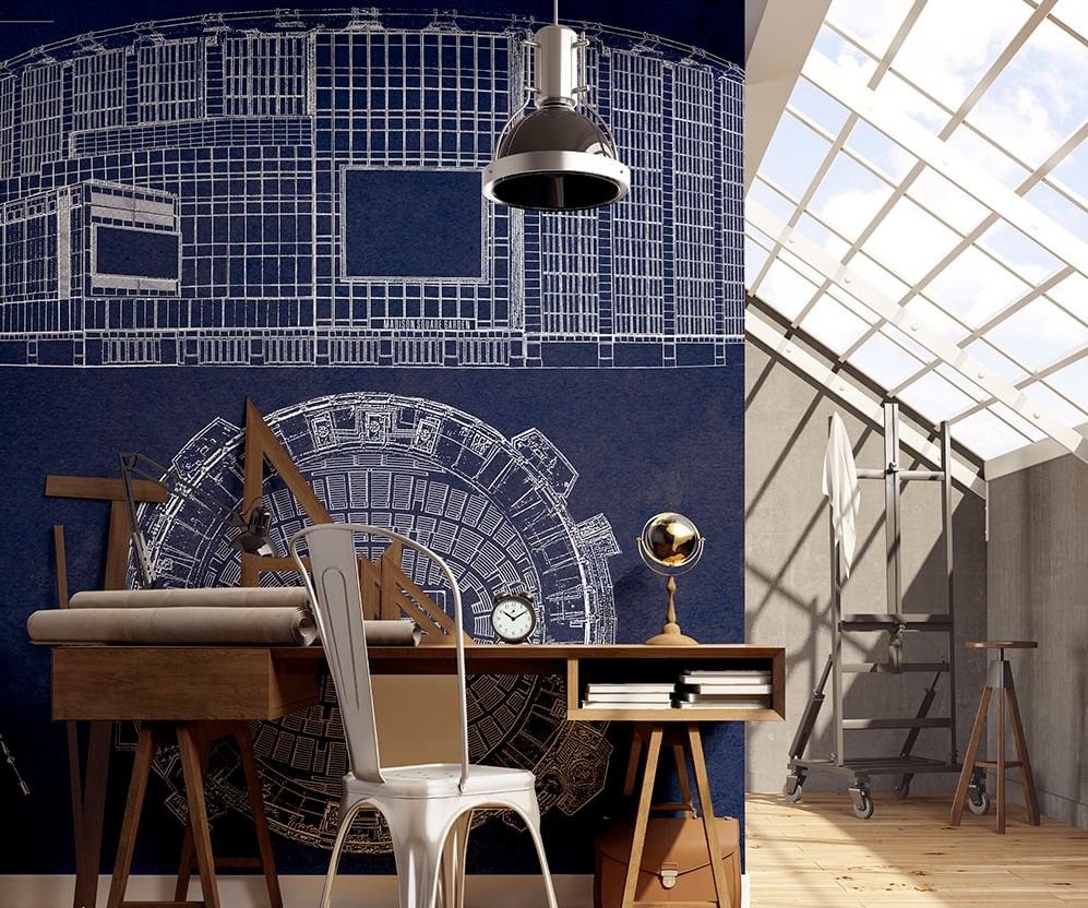 Madison Square Garden Blueprint Mural Wallpaper - Murals Your Way