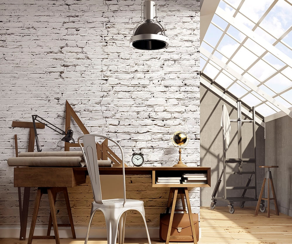 Cracked White Brick Wall Mural - Murals Your Way