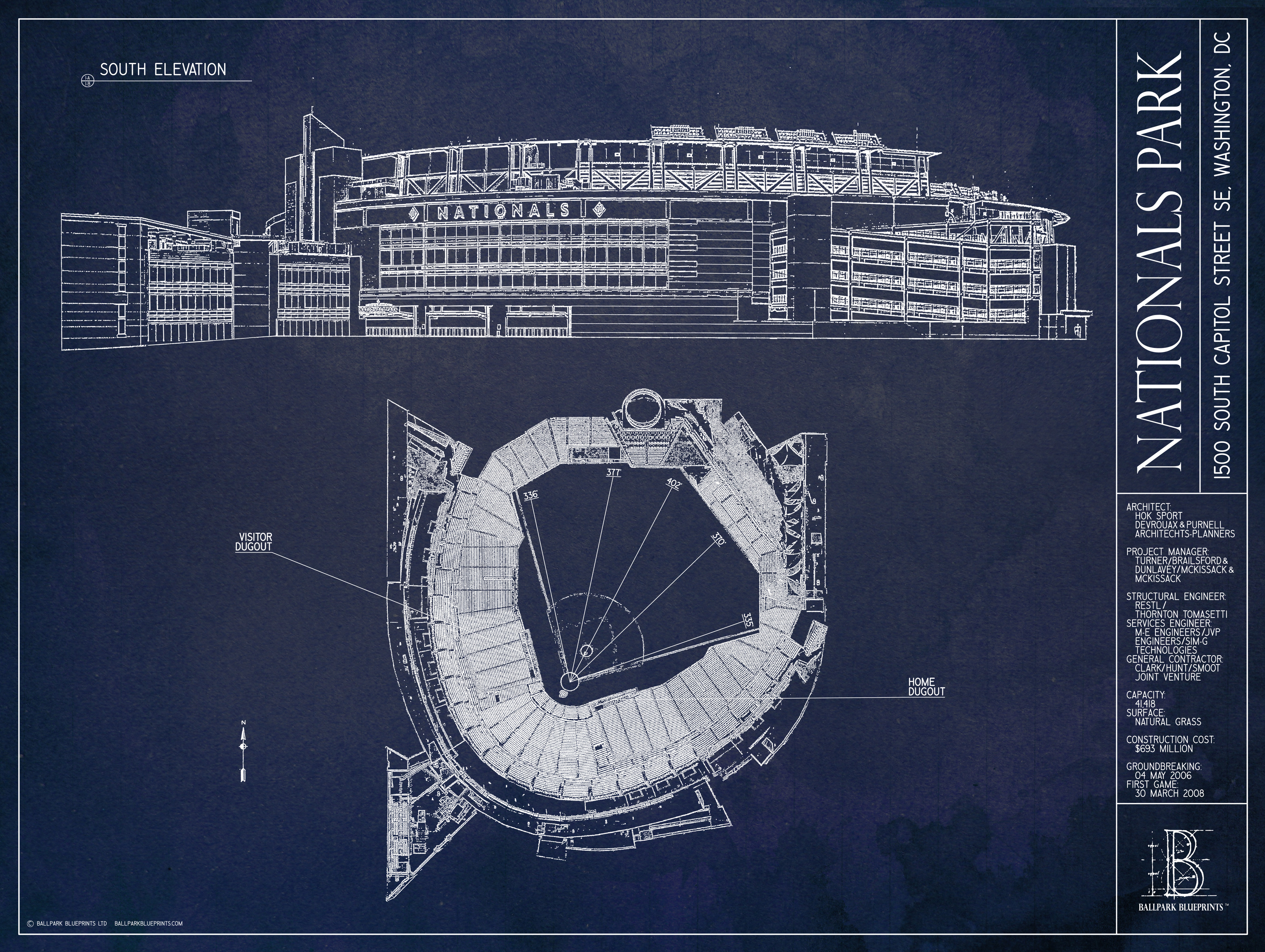 Nationals Park Blueprint Wall Mural - Murals Your Way