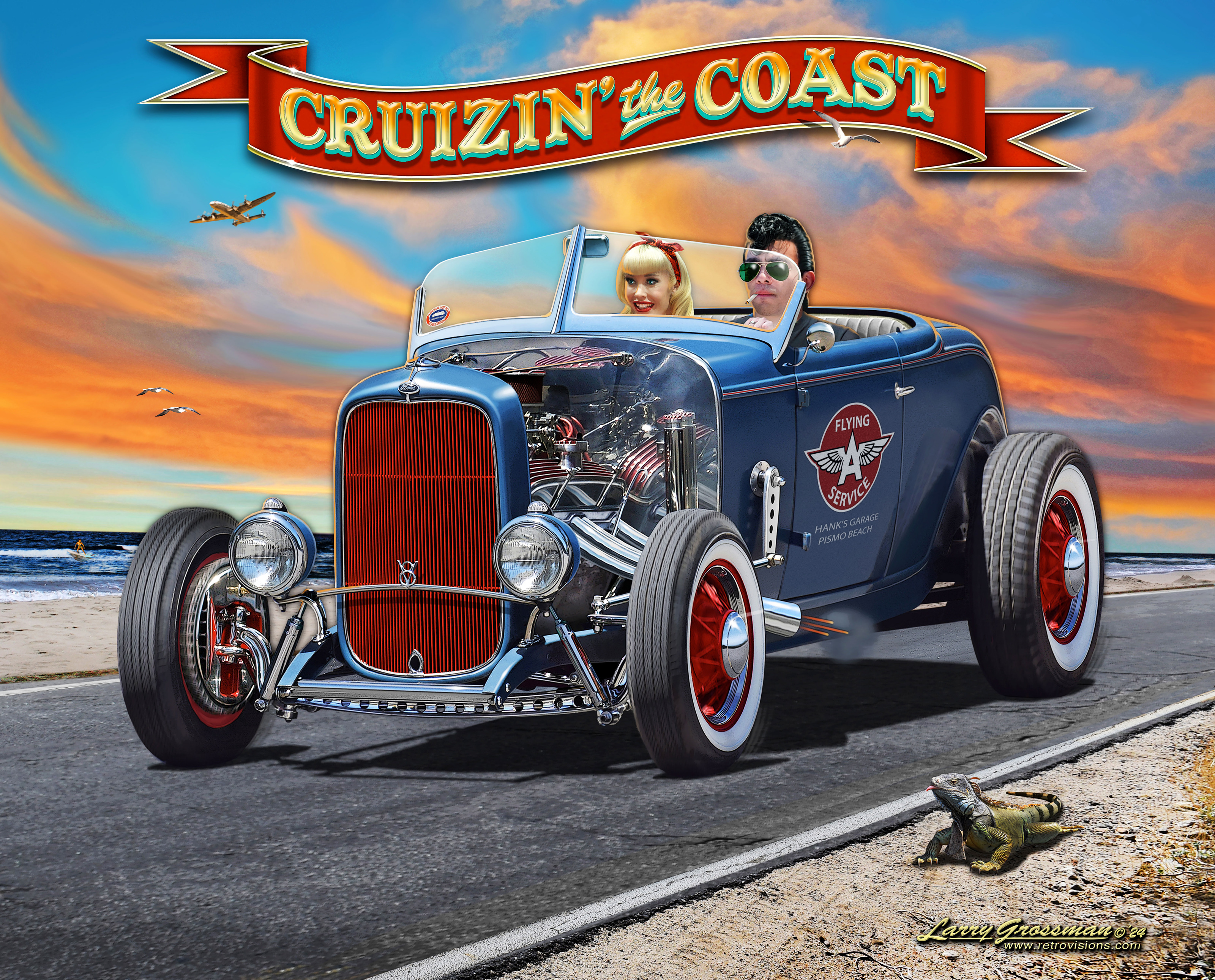 '32 Cruizin' The Coast Wall Mural - Murals Your Way