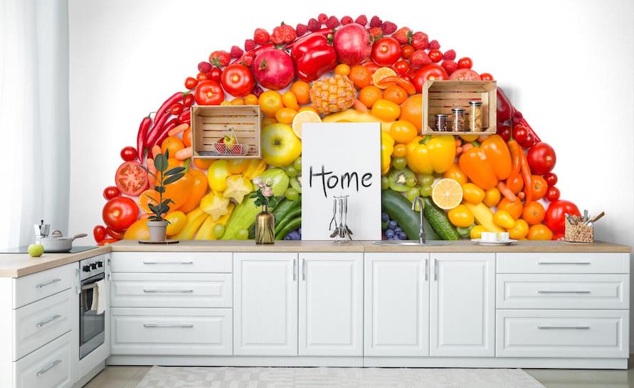 Fruit And Vegetable Rainbow Wall Mural - Murals Your Way