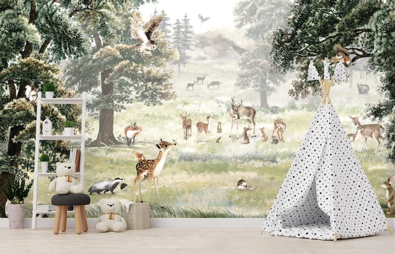 Animals Playing in the Forest Wall Mural - Murals Your Way