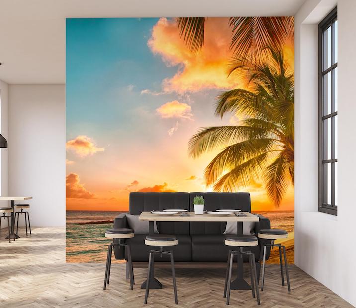 Beautiful Sunset Over the Sea Wall Mural - Murals Your Way