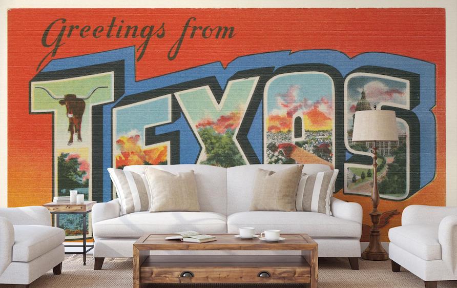 Greetings From Texas Wallpaper Mural - Murals Your Way