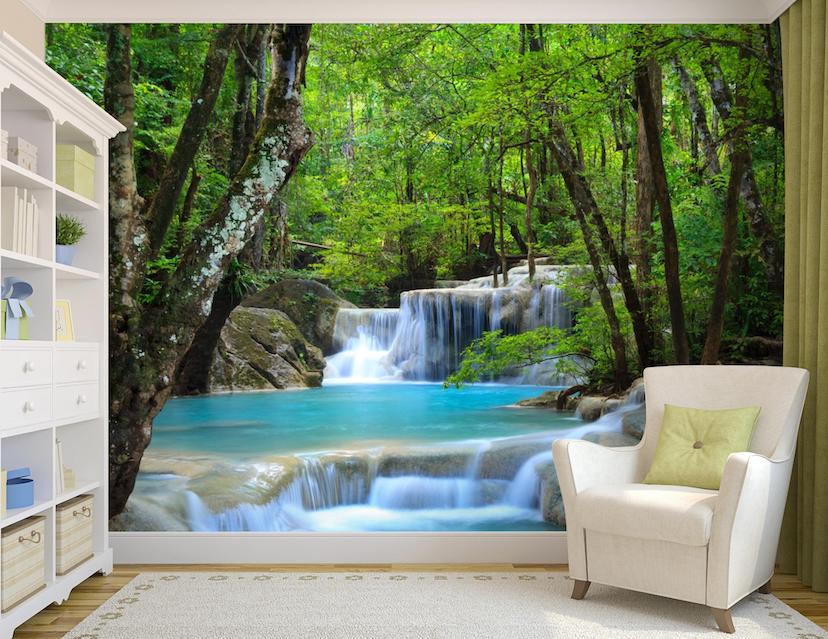 Erawan Waterfall And Stream In Thailand Wall Mural - Murals Your Way