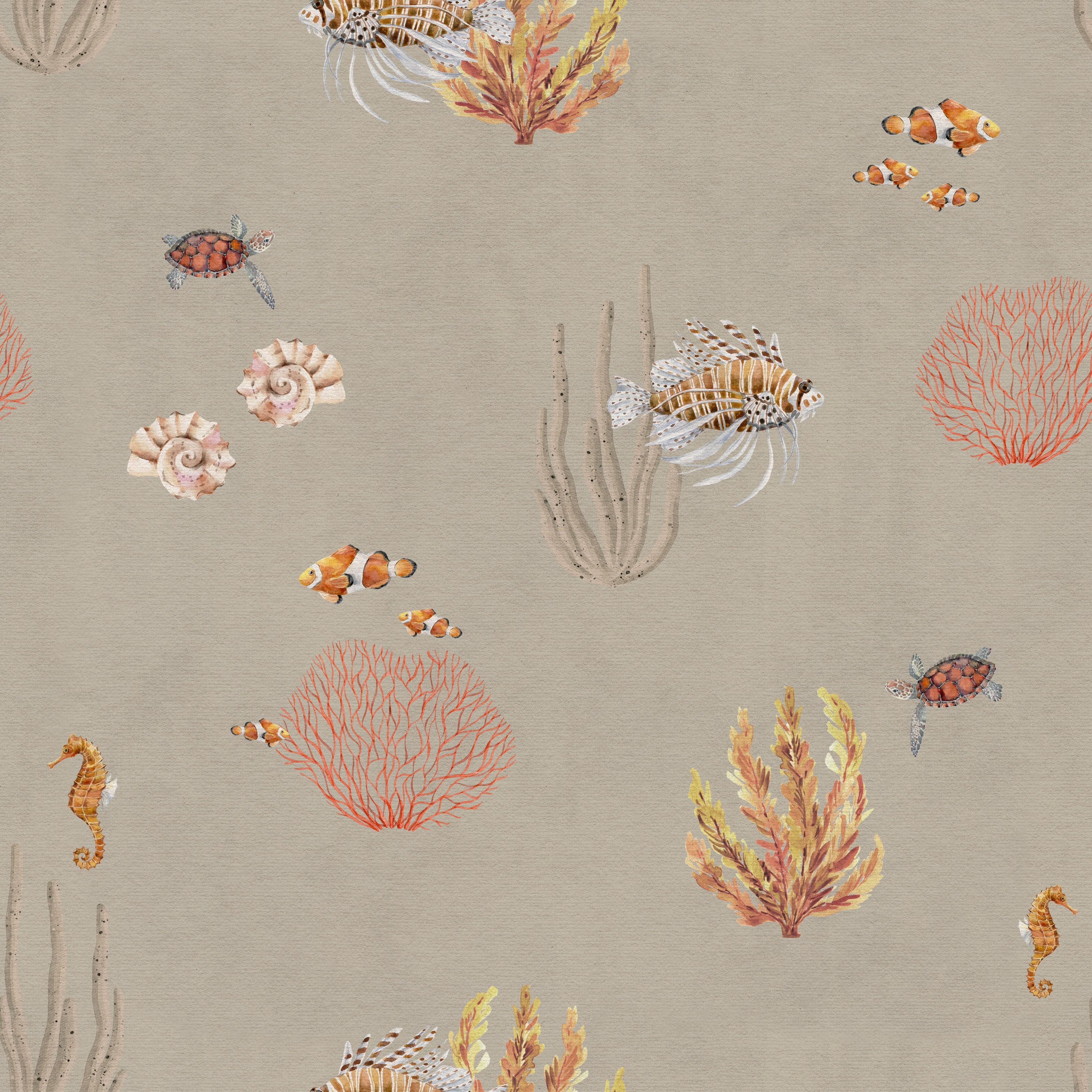 Coral Garden - Brown Pattern Wallpaper - Murals Your Way