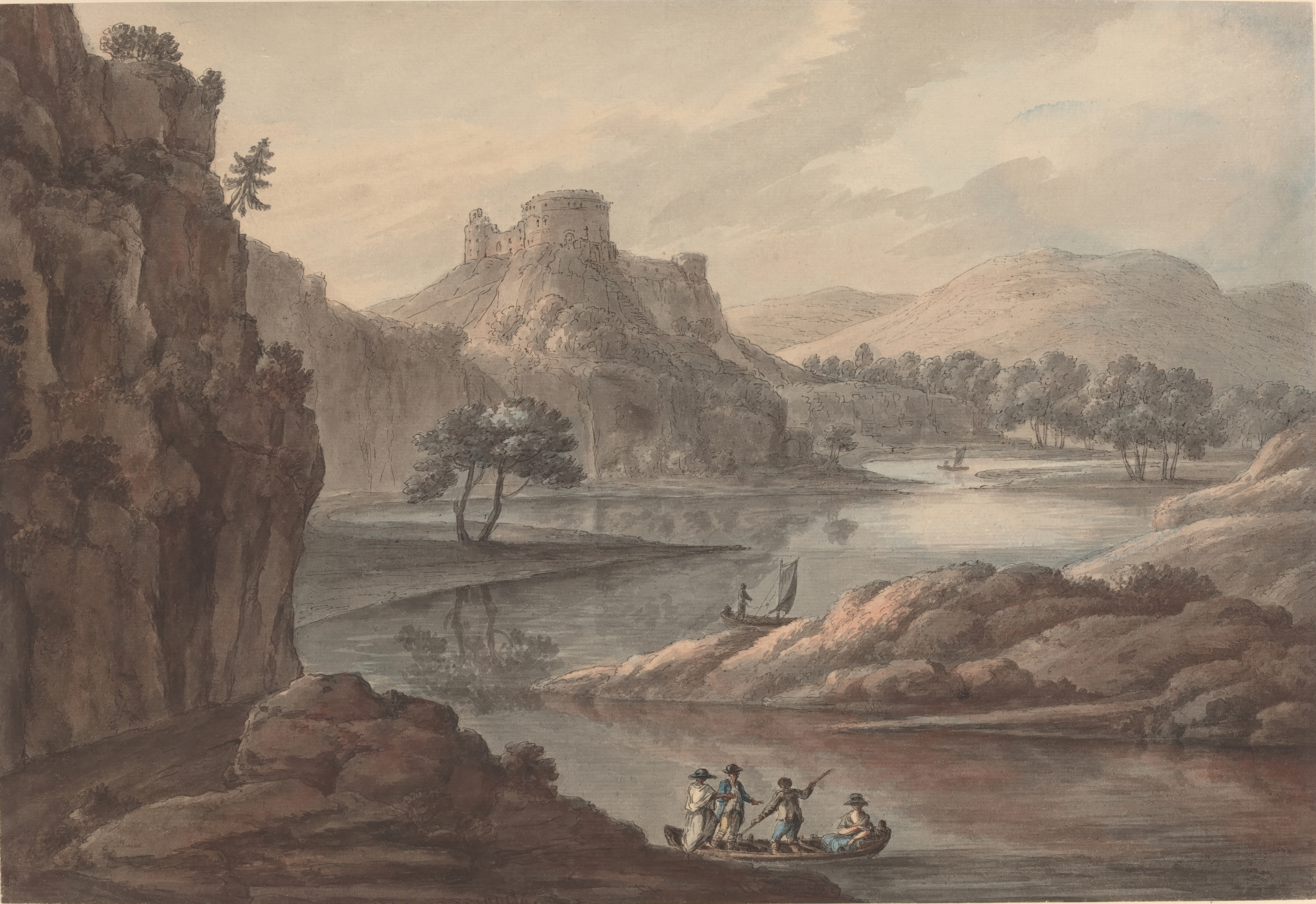 River Landscape with a Castle Wall Mural - Murals Your Way