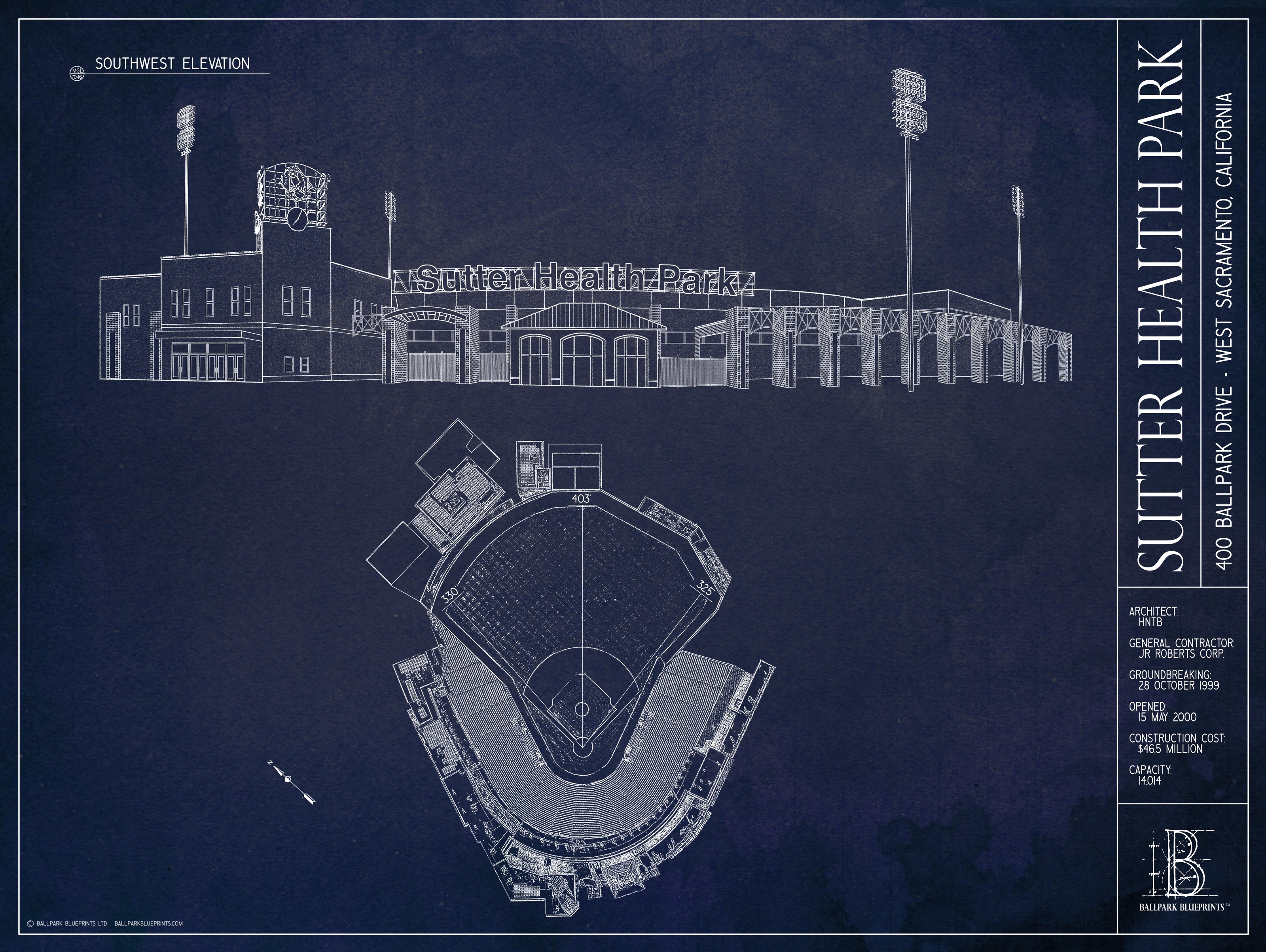 Sutter Health Park Blueprint Wall Mural - Murals Your Way