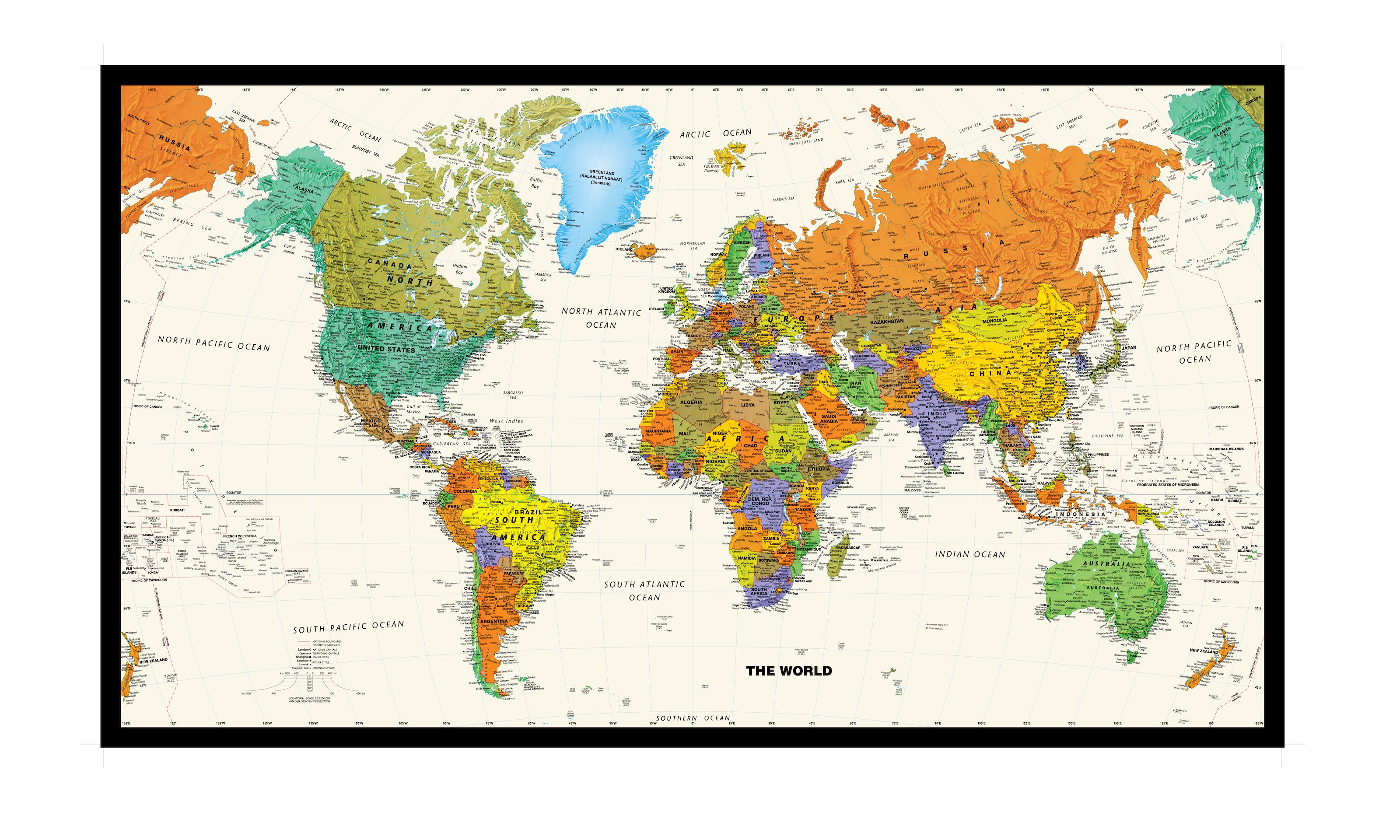 Contemporary World Map Wall Mural | World Map Wallpaper - Murals Your Way
