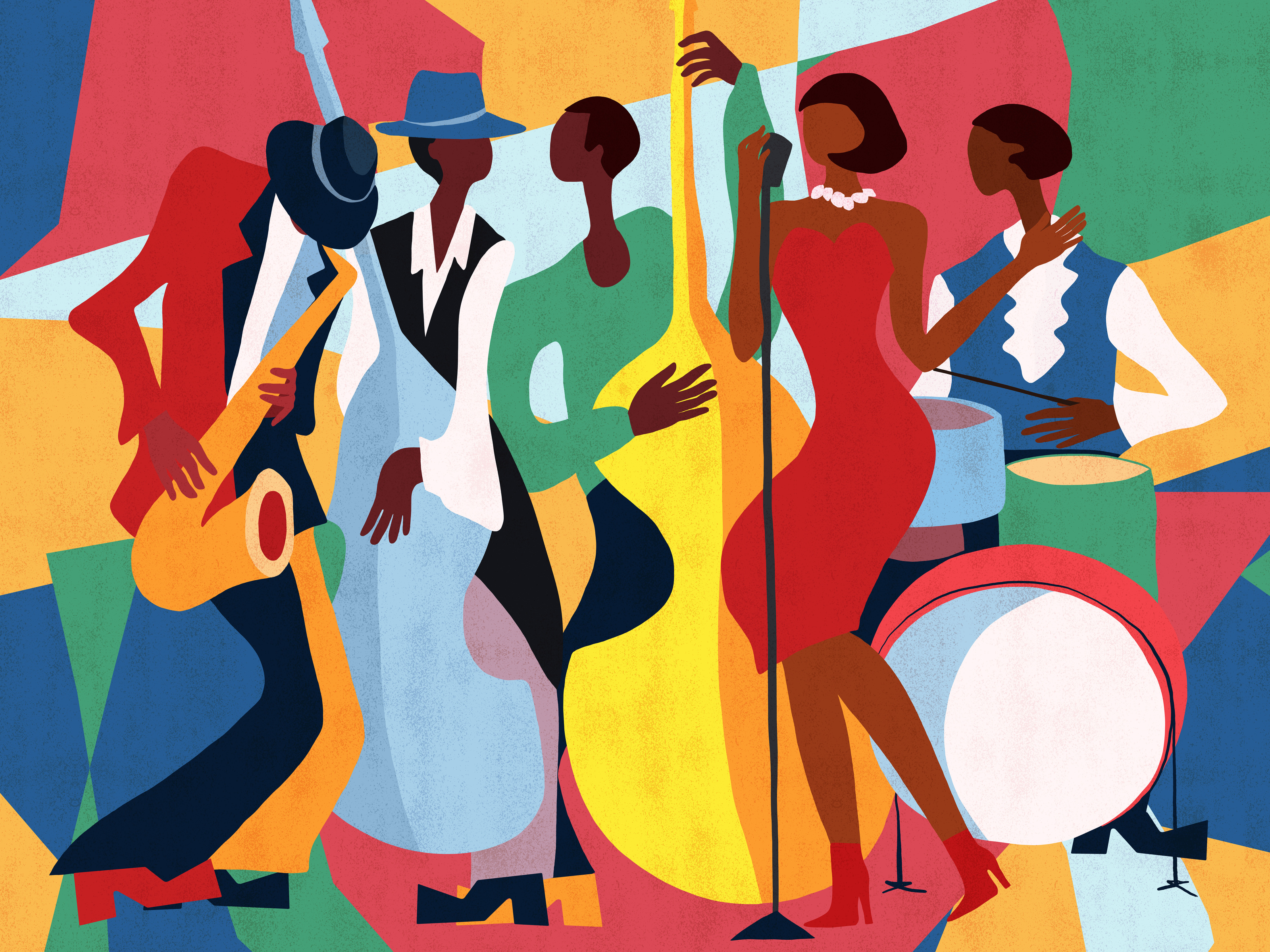 Vibrant Jazz Ensemble Wall Mural - Murals Your Way