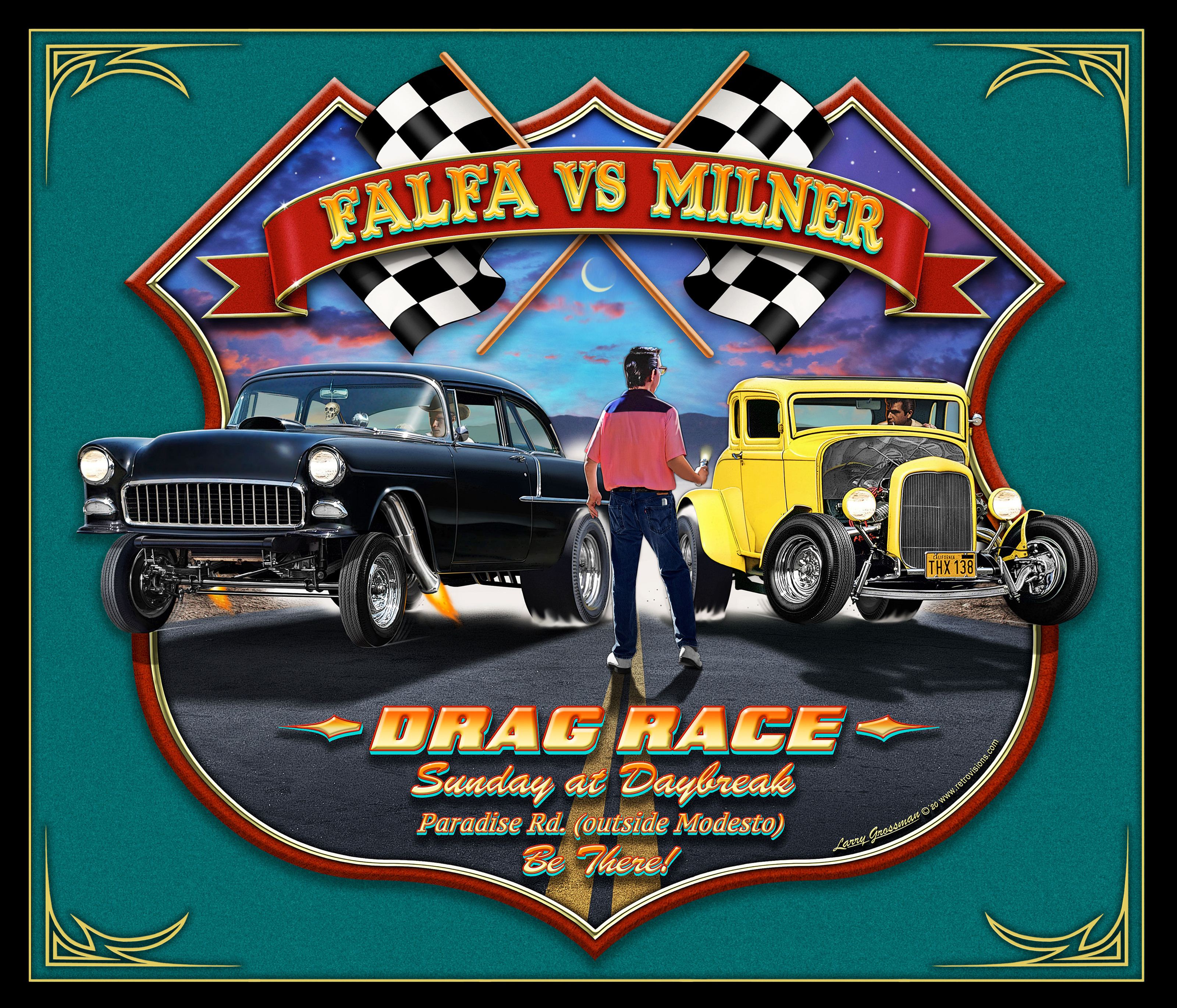 Falfa vs Milner Drag Race Wall Mural - Murals Your Way