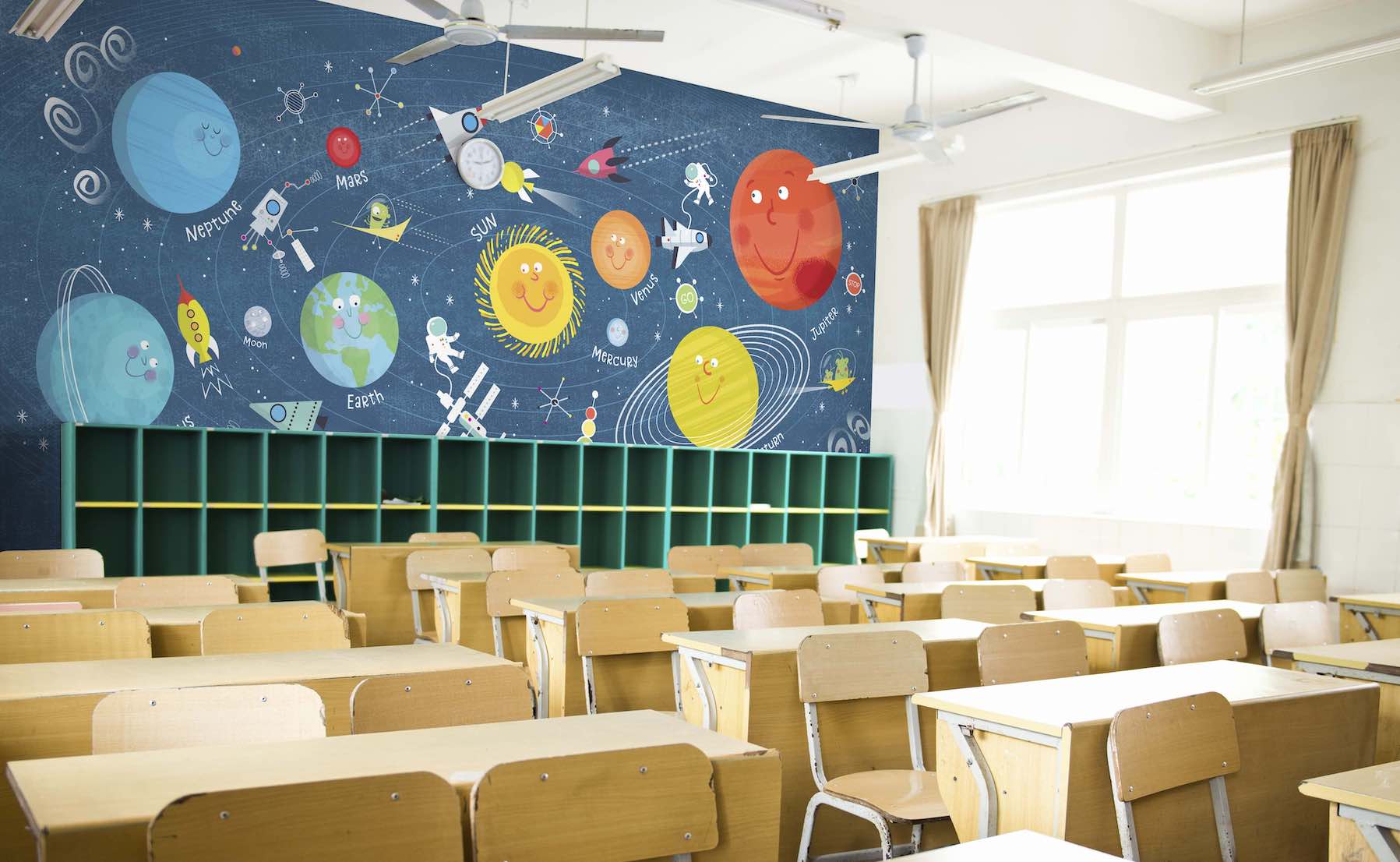Fun Solar System Mural Wallpaper By Edward Miller - Murals Your Way